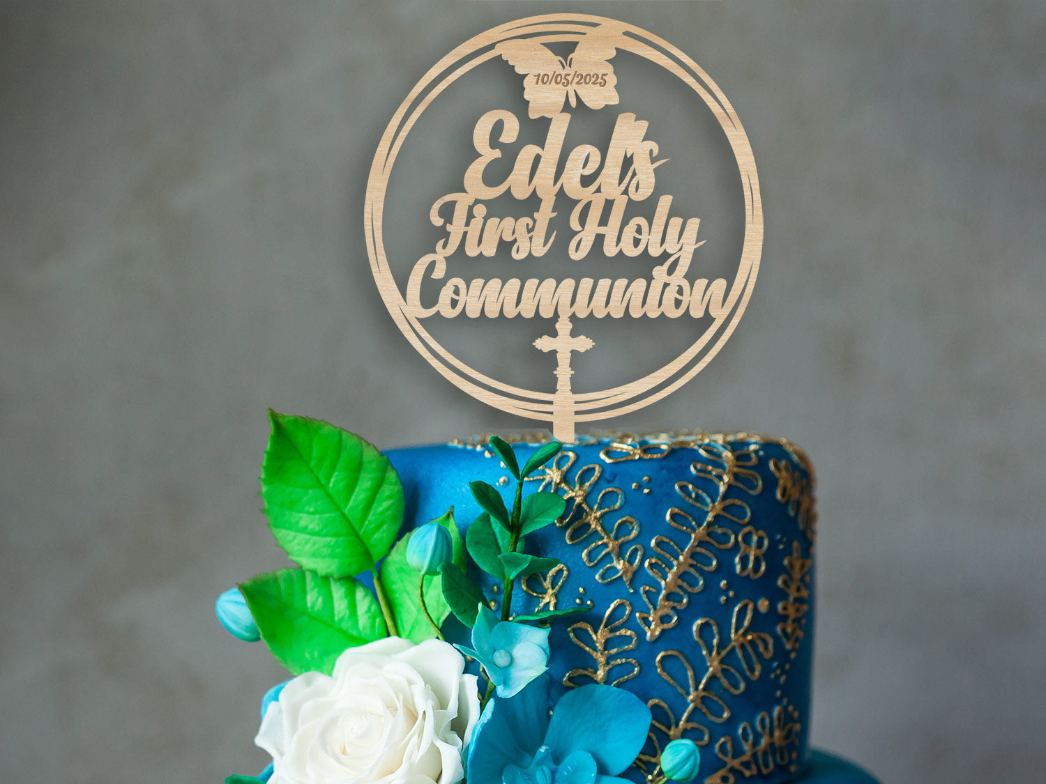 First Holy Communion Cake Topper with Butterfly - PGFactory.ie