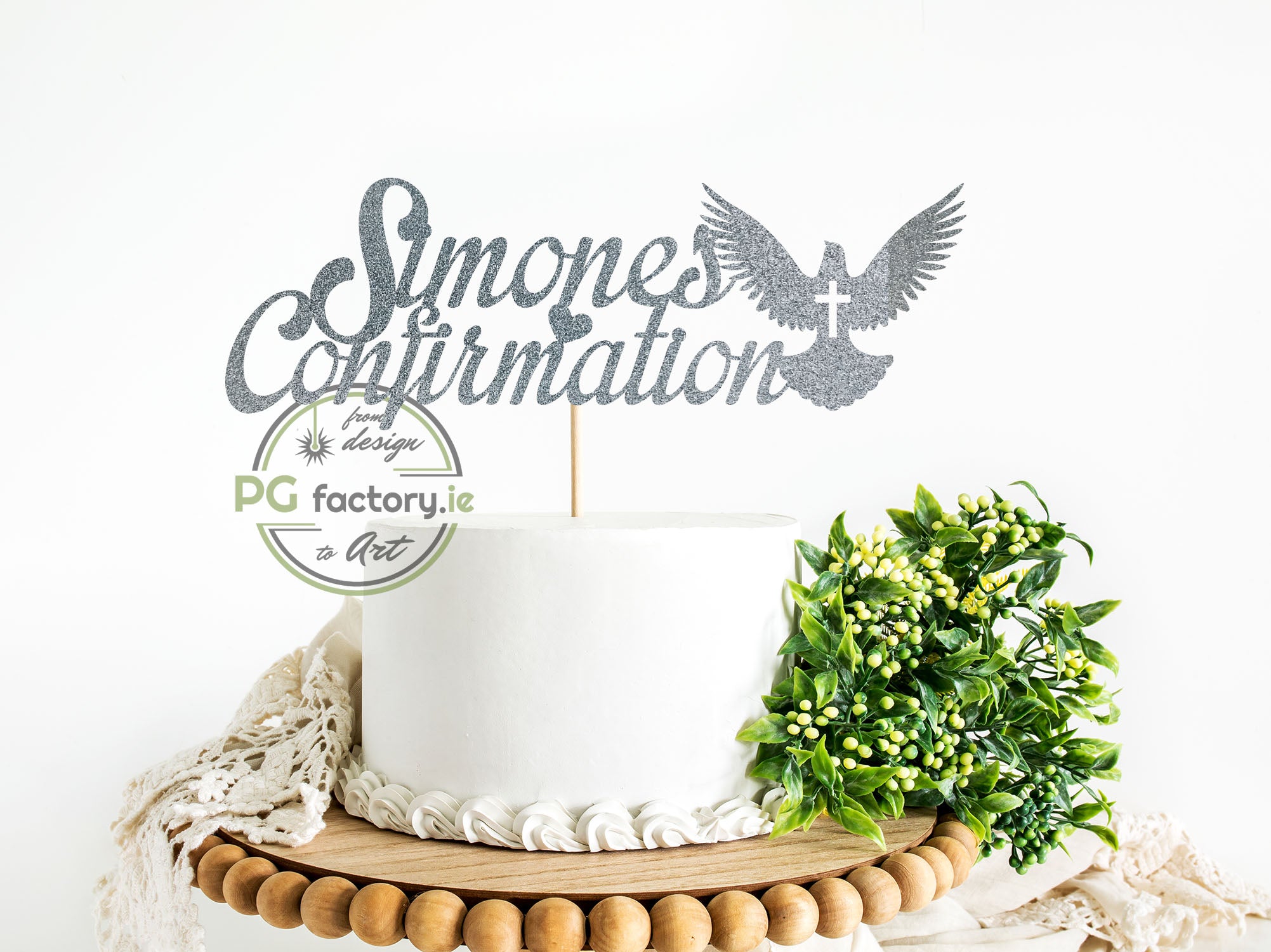 Personalised Confirmation Glitter Cake Topper - PGFactory.ie