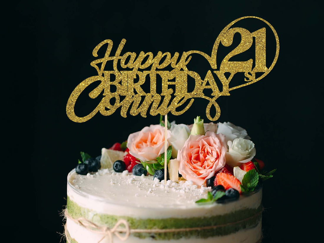 21st Birthday Cake Topper, Personalised with name and age – PGFactory.ie