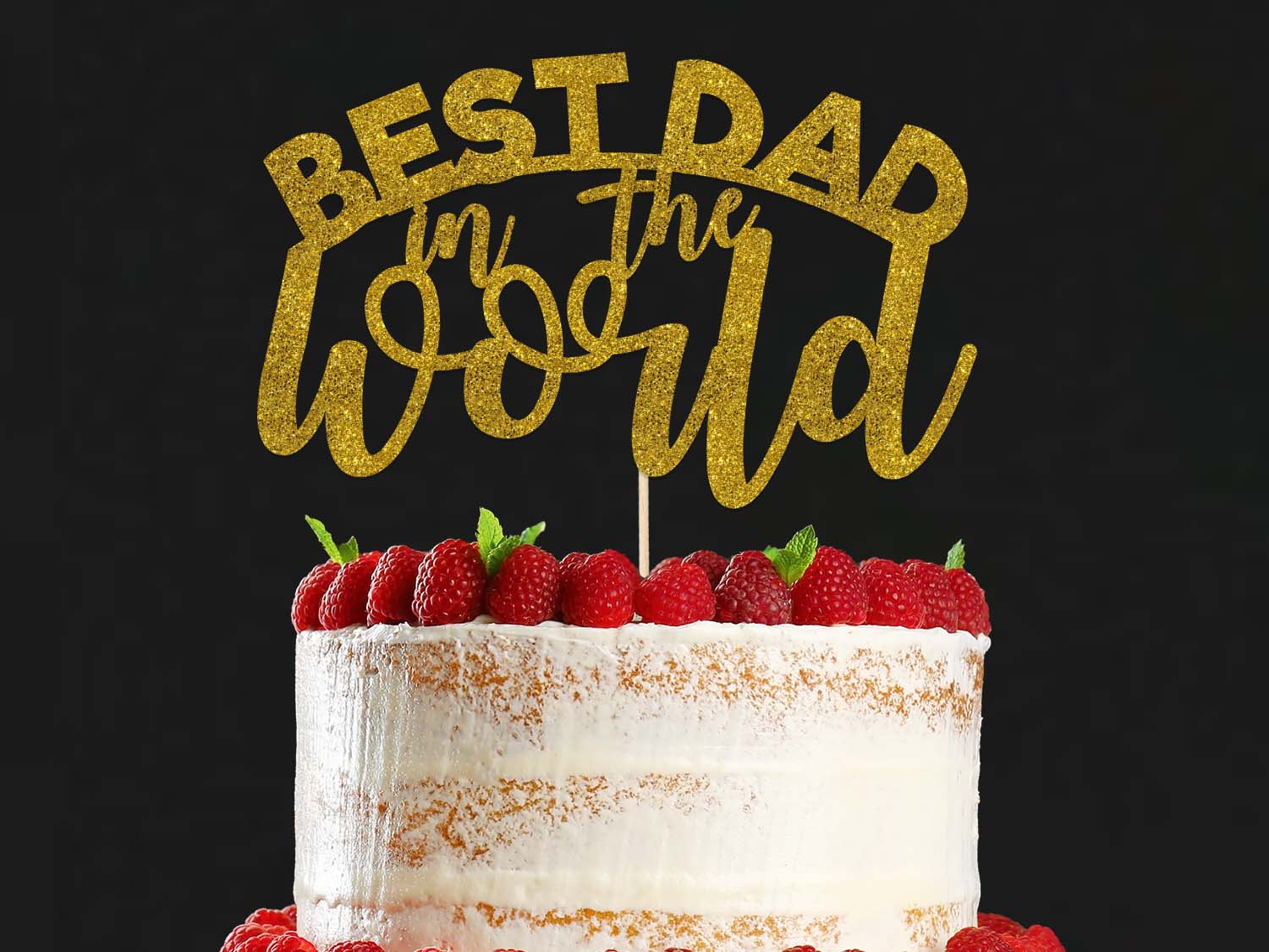 Best Dad in the World Glitter Cake Topper – PGFactory.ie