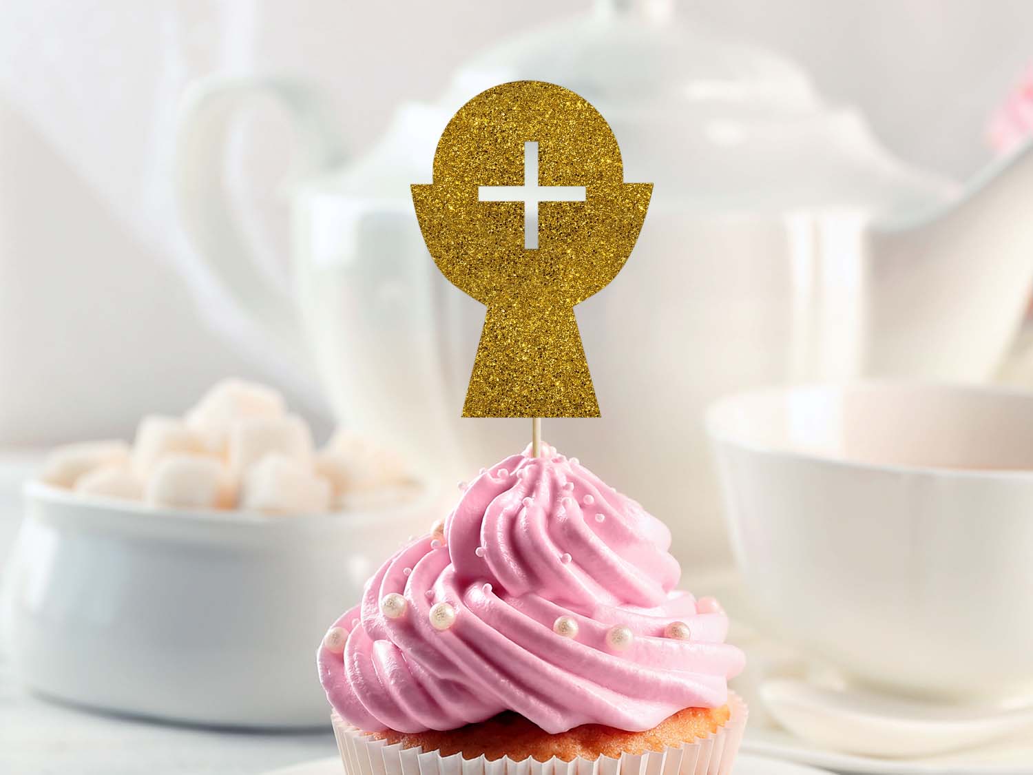 Chalice Cupcake Topper. 12 pieces. – PGFactory.ie