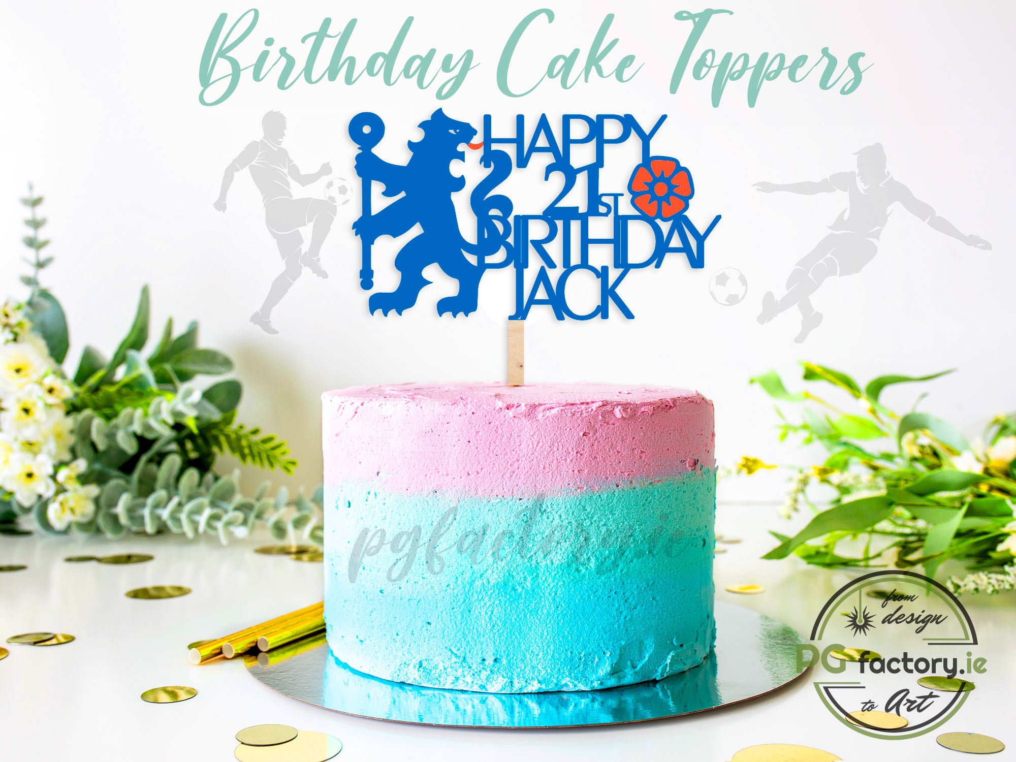 Chelsea Football Fan - Personalised Cake Topper – PGFactory.ie