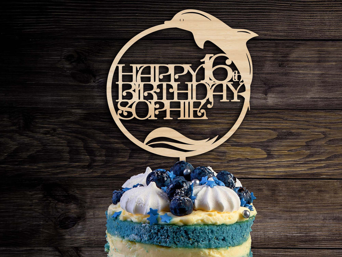 Happy Birthday Cake Topper With Dolphin – PGFactory.ie