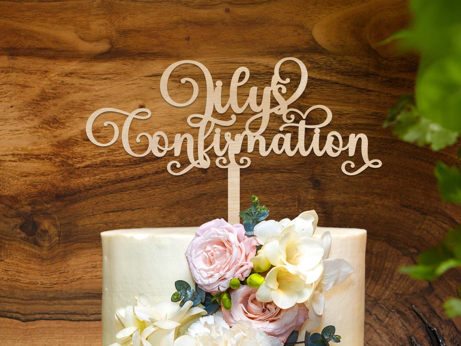 Personalised Wooden Cake Topper for Confirmation – PGFactory.ie