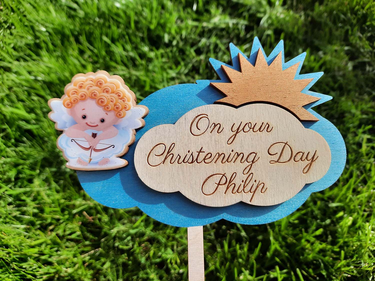 Personalised Christening Cake Topper for Boy – PGFactory.ie