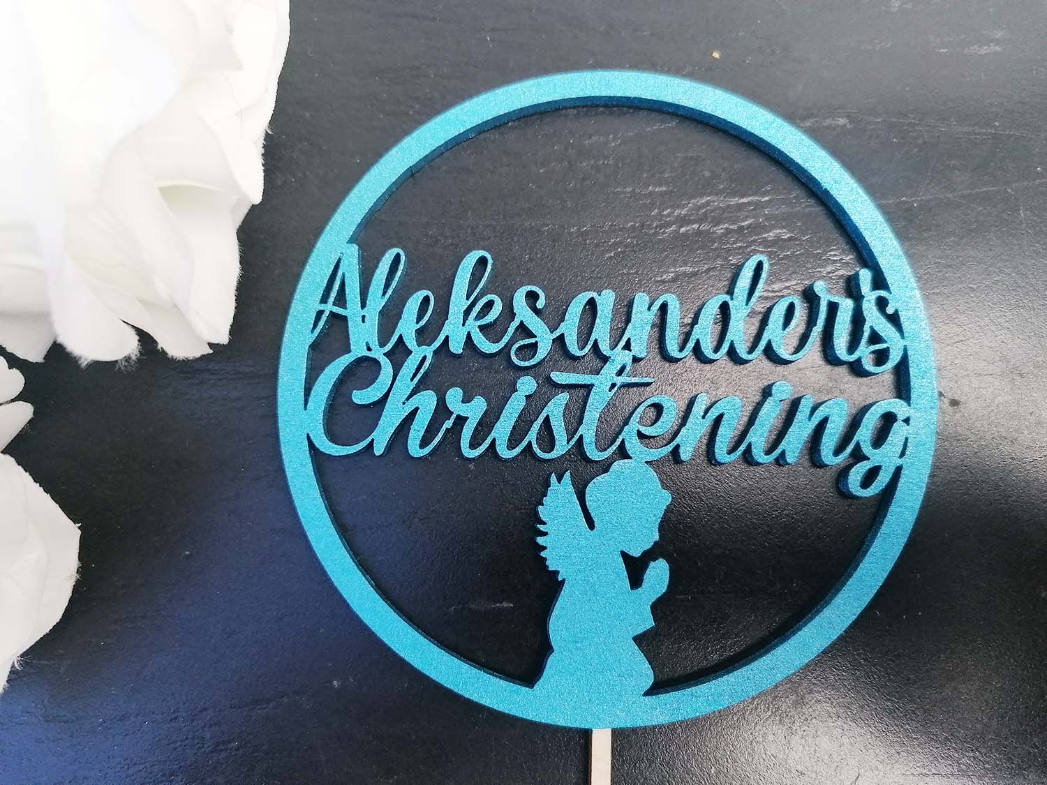 Praying Angel Christening Wooden Cake Topper – PGFactory.ie